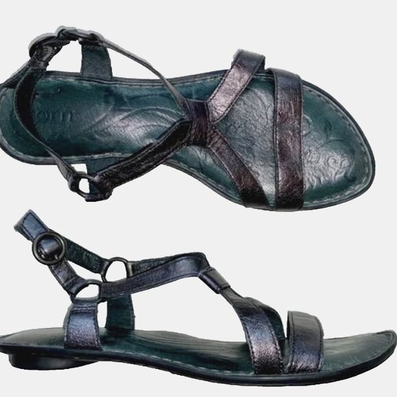 Born | Shoes | Born Sz 9 M Metallic Pewter Flat Gladiator Sandals ...